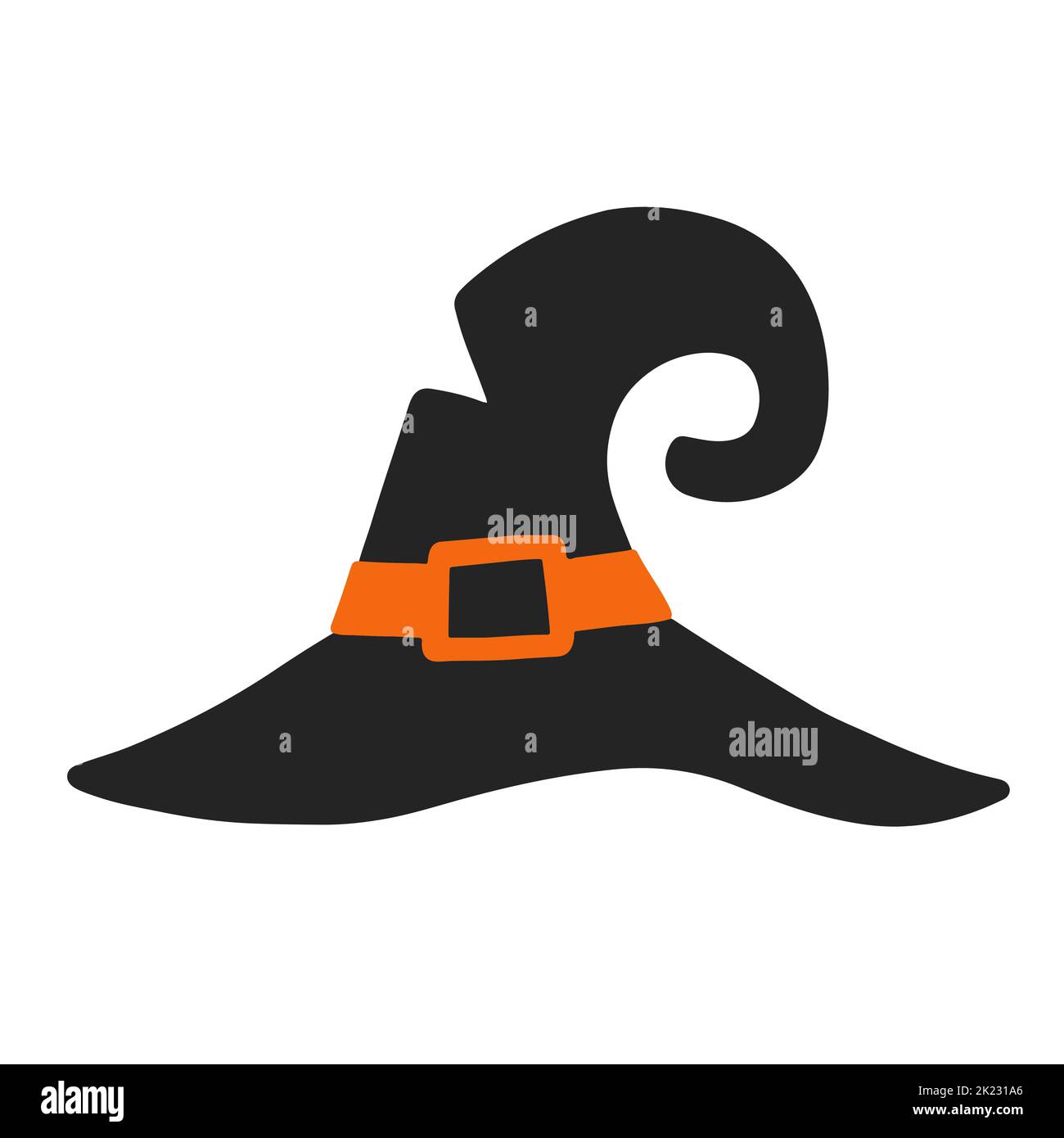 Black Cartoon Witch Hat, Hand drawn Magician, wizard cap doodle ...