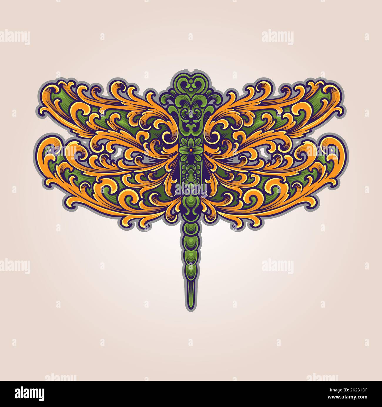 Luxury vintage dragonfly ornament illustration vector illustrations for ...
