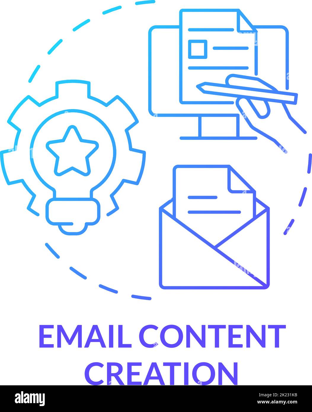 Email content creation blue gradient concept icon Stock Vector Image ...
