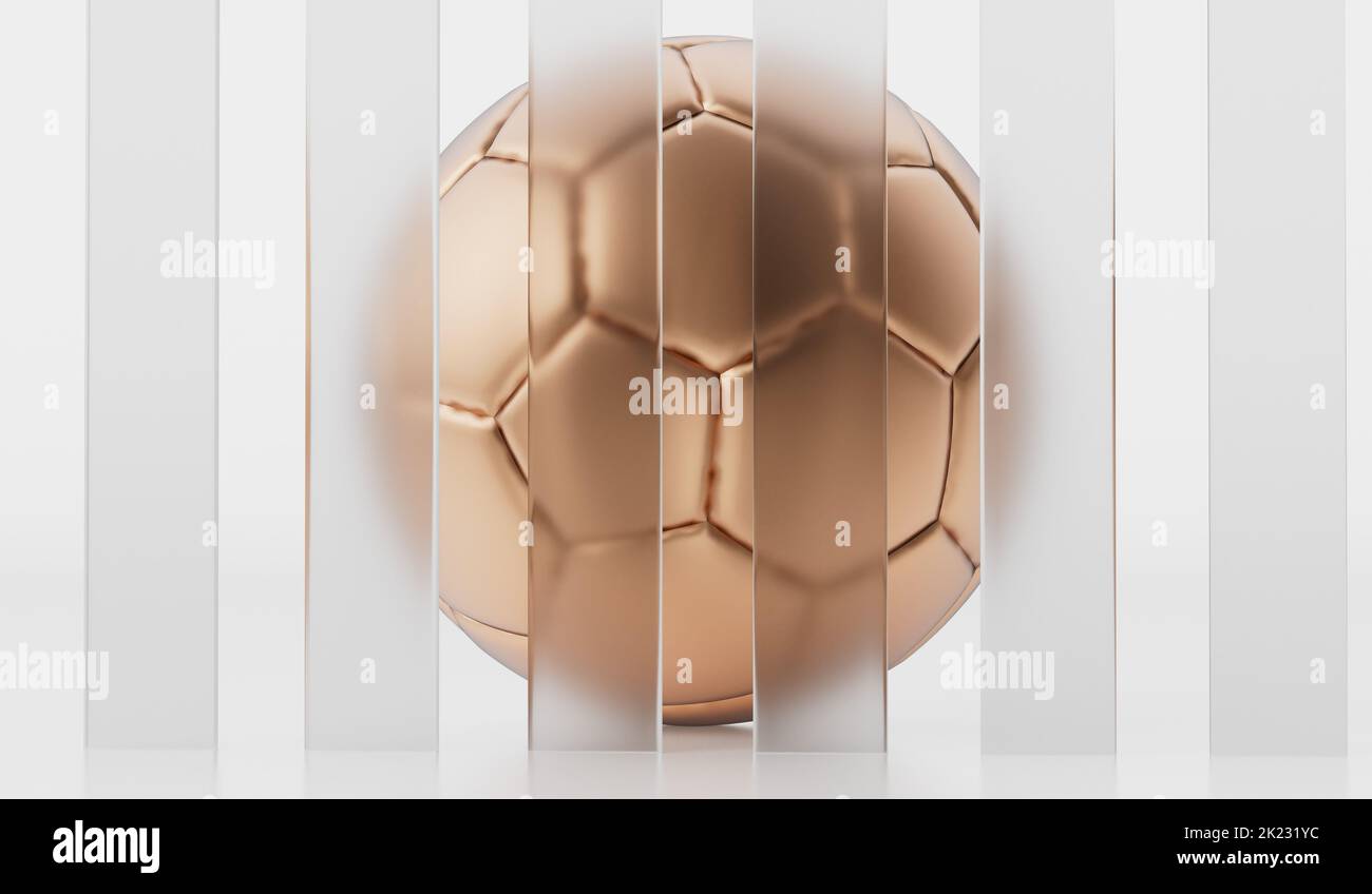 Gold football soccer ball with trendy frosted glass design elements. 3D ...