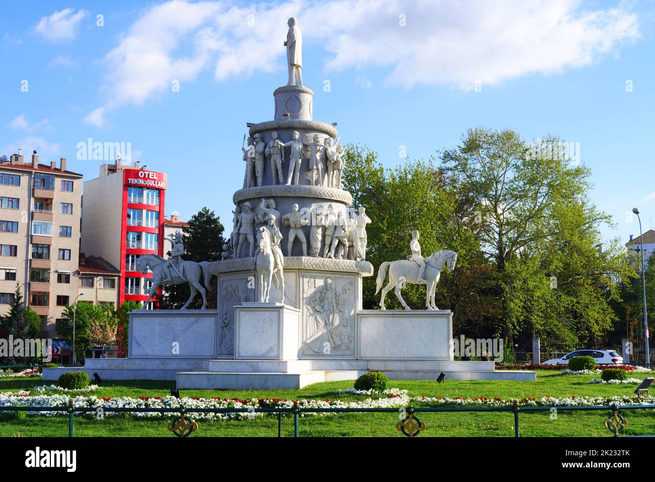 White monumental statue at the city center of Eskisehir-Turkey Stock ...
