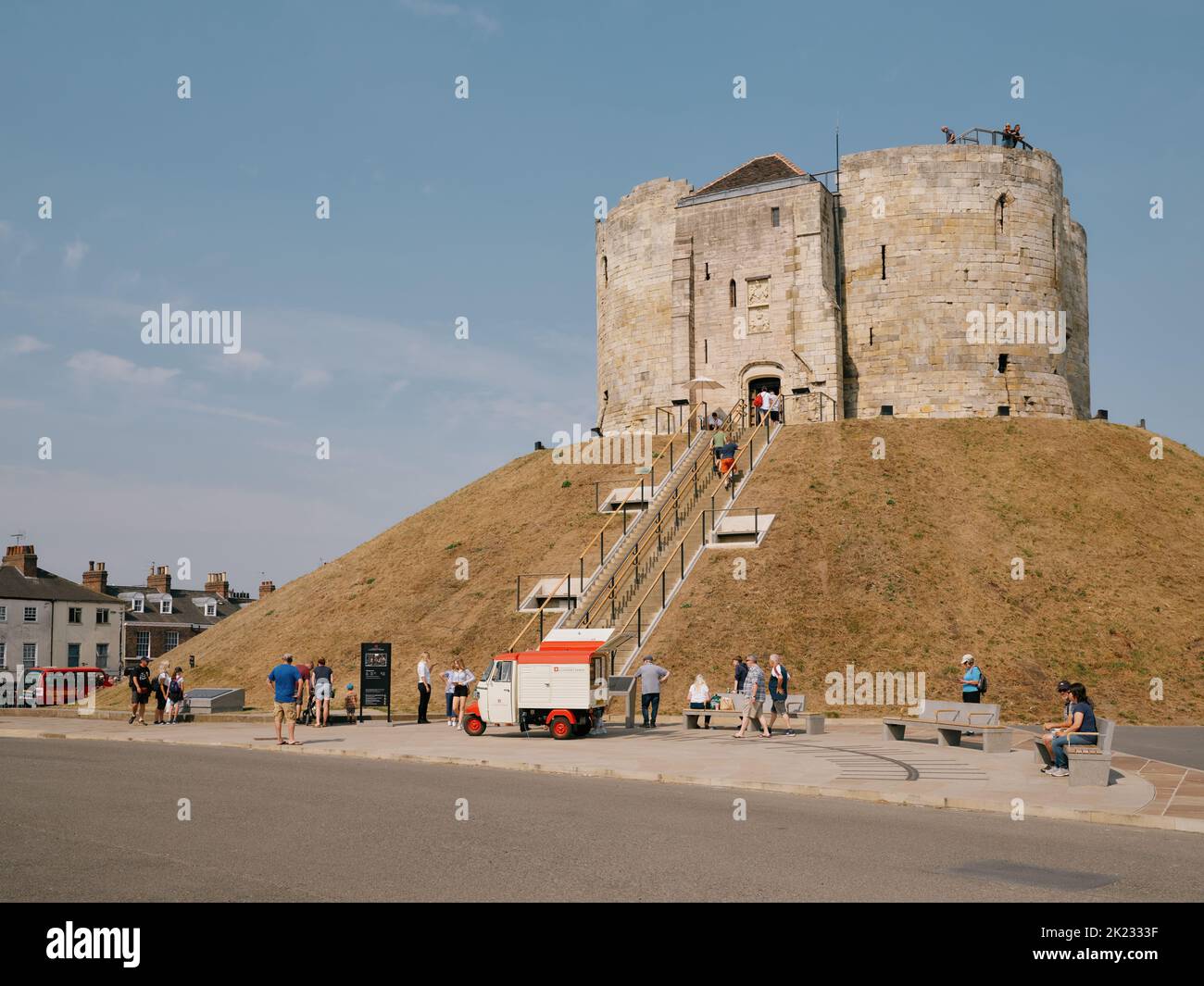 Summer tourists visiting the newly opened Clifford's Tower / York ...