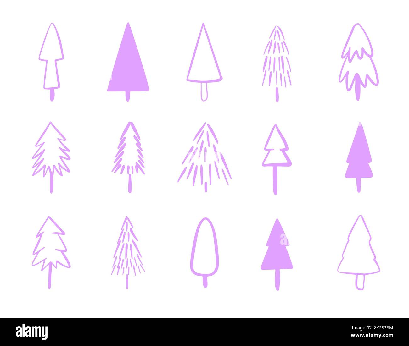 Vector violet set of christmas tree icons Stock Vector Image & Art - Alamy