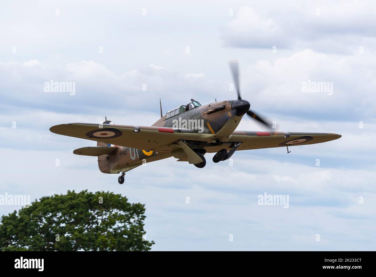 Hawker Hurricane I Second World War fighter plane taking off at the ...