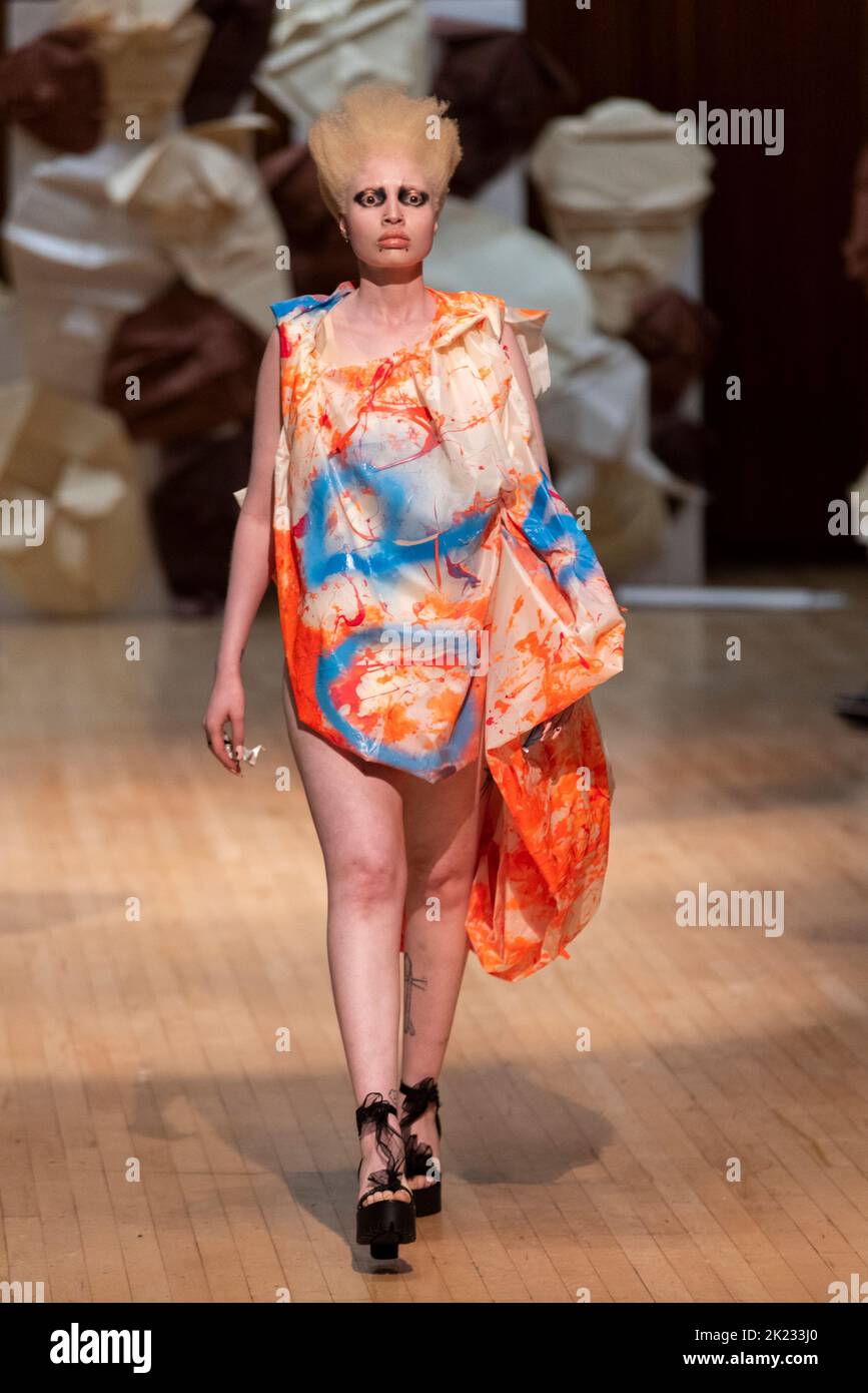 Model Nan Mthembu, modelling on catwalk for VIN+OMI 'Opinions' show for ...