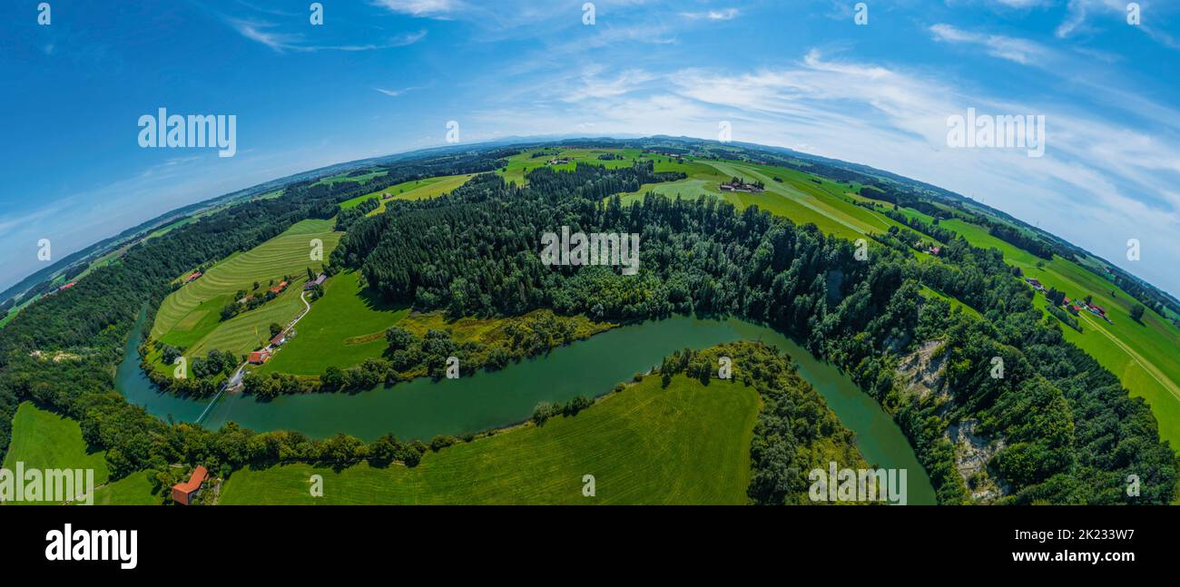 Aerial view to the spectacular Iller break through near Altusried in ...