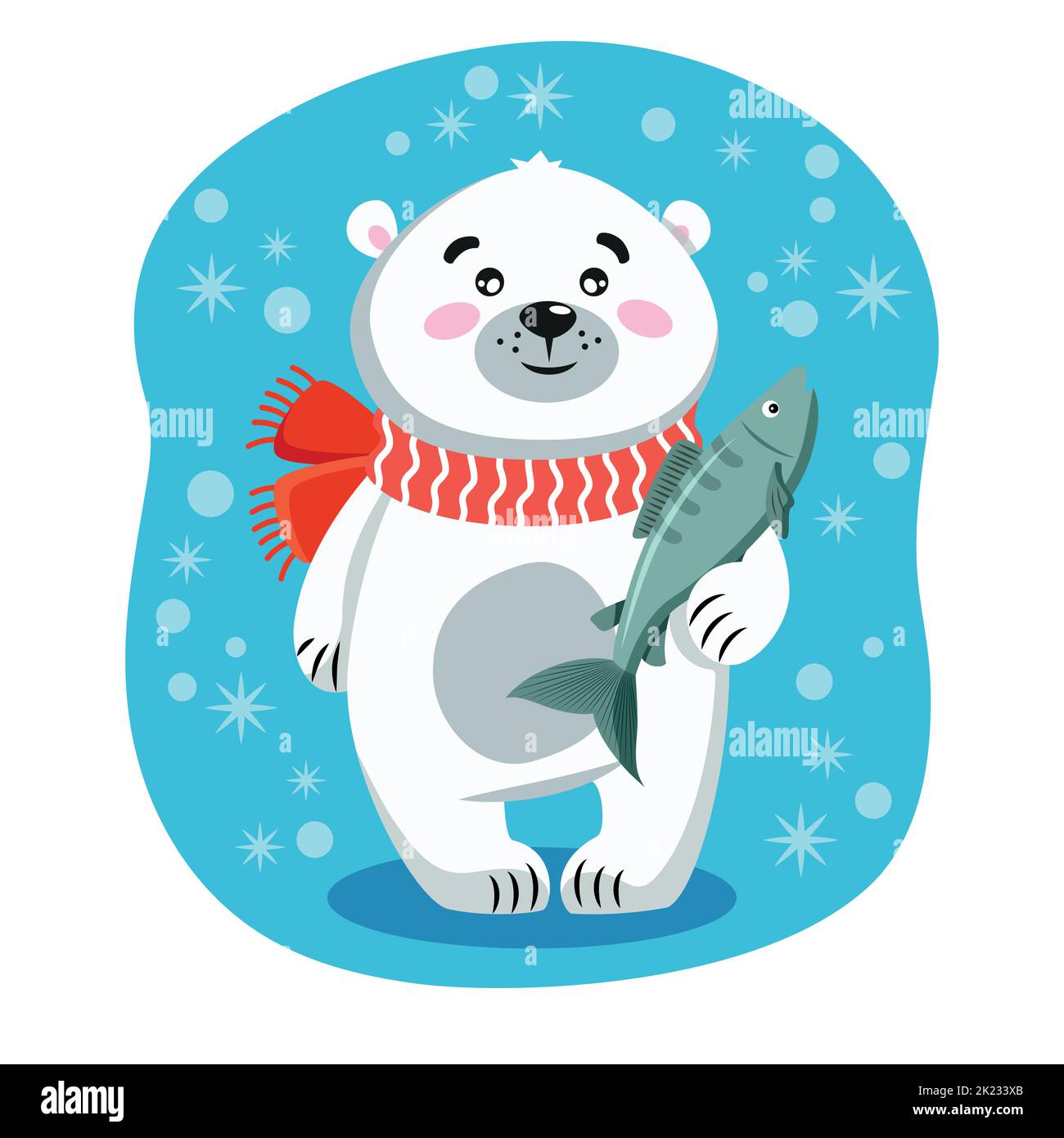 cartoon, cute polar bear on a blue background. Flashcards for kids to ...