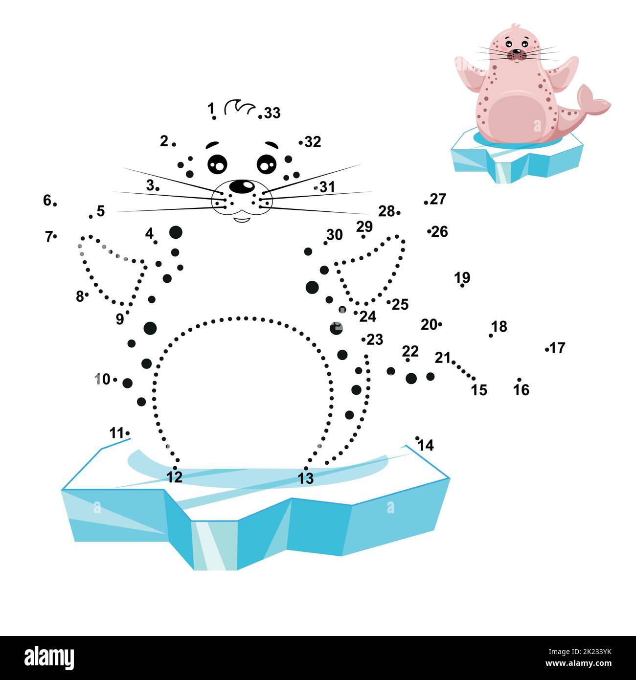 Seal, seal. Educational children game . Dot by dot. Arctic animals ...