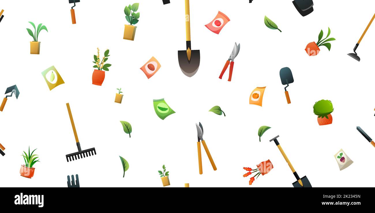 Agricultural rural garden tool. Seamless pattern. Isolated on white ...