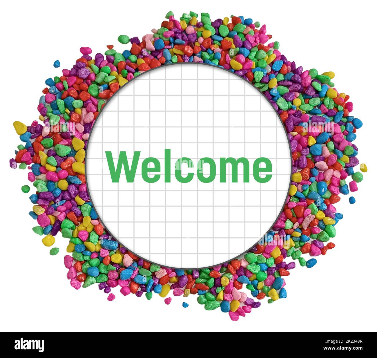 Welcome Colorful Stones Background Circle Text Stock Photo - Alamy