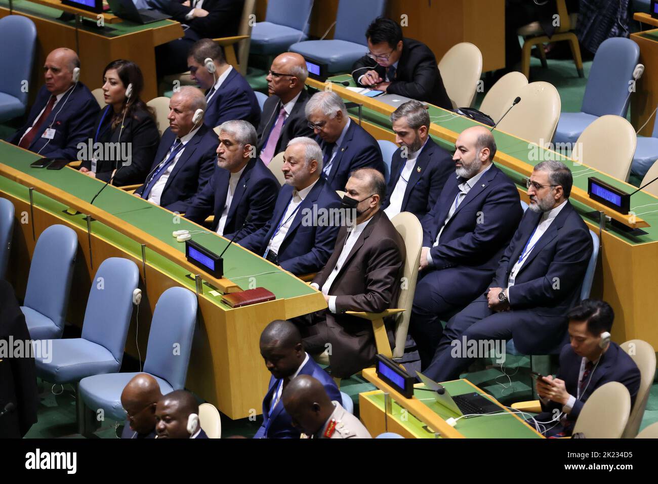 New York, New York, USA. 21st Sep, 2022. Members of the Iranian ...
