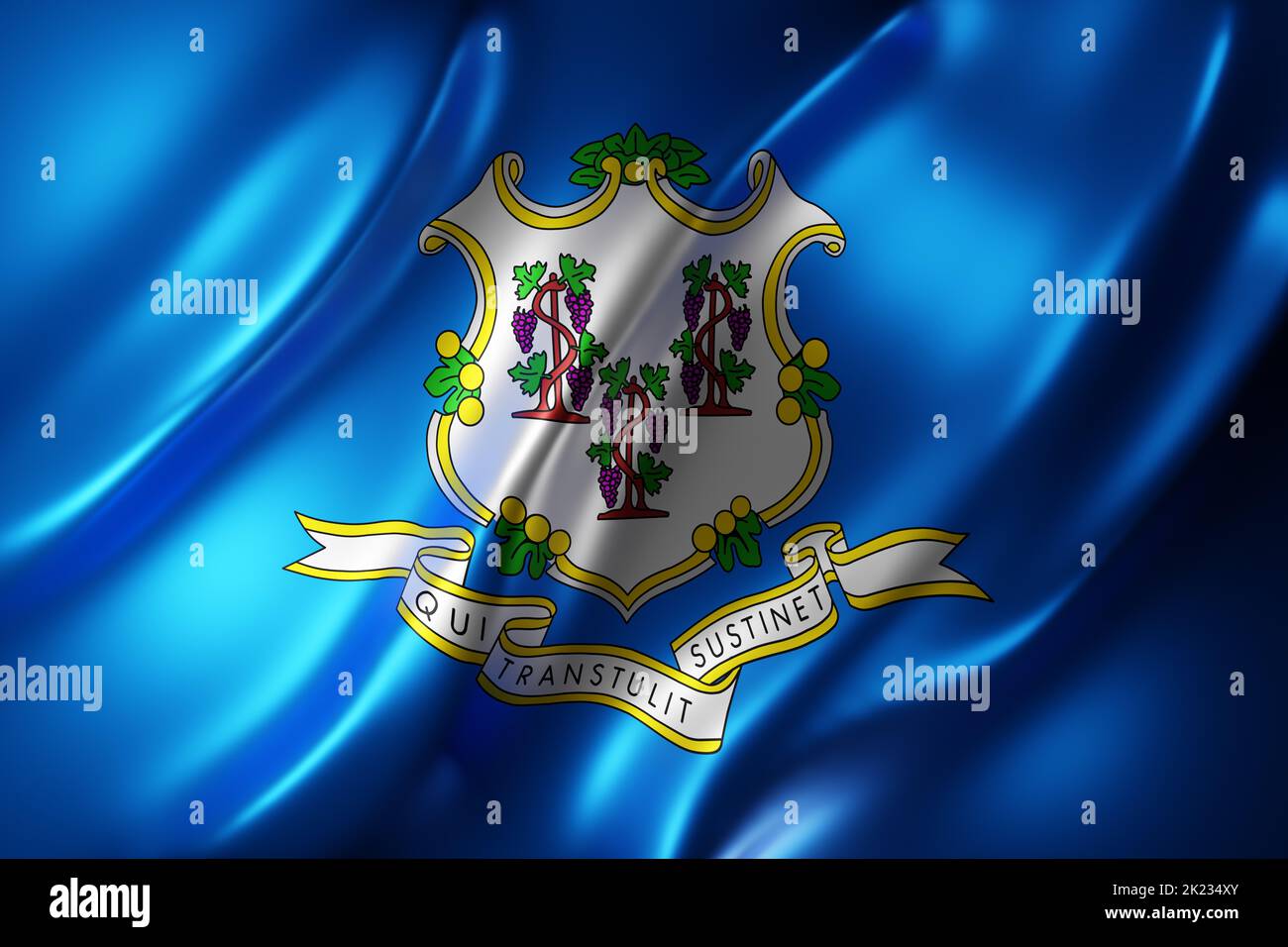 3d rendering of a detailed and textured Connecticut USA State flag ...