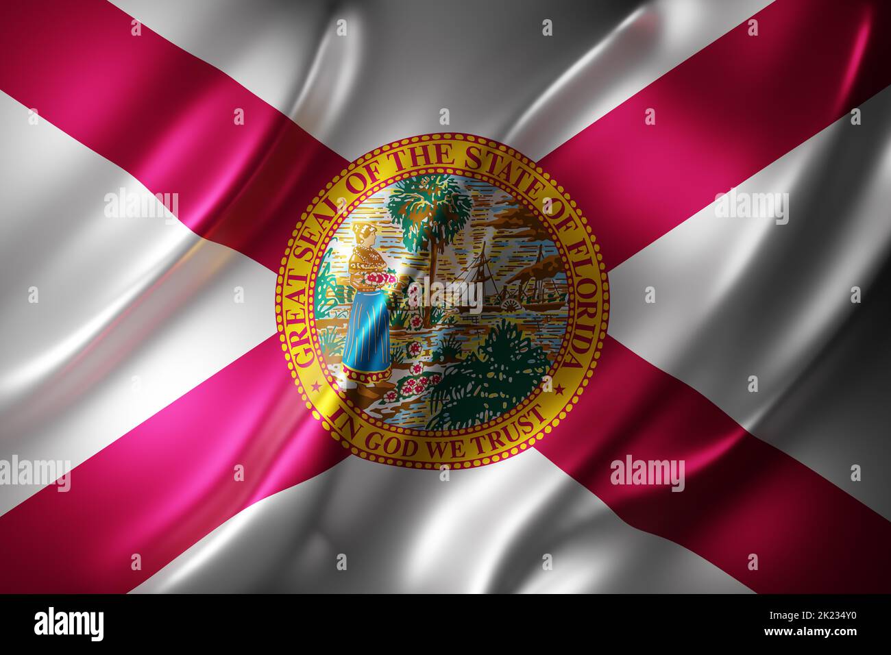 3d rendering of a detailed and textured Florida USA State flag Stock ...