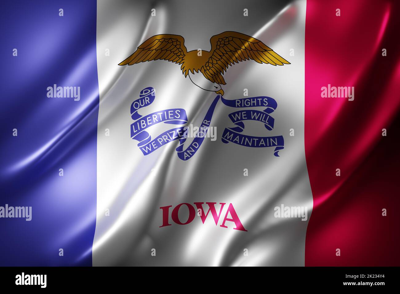 3d rendering of a detailed and textured Iowa USA State flag Stock Photo ...