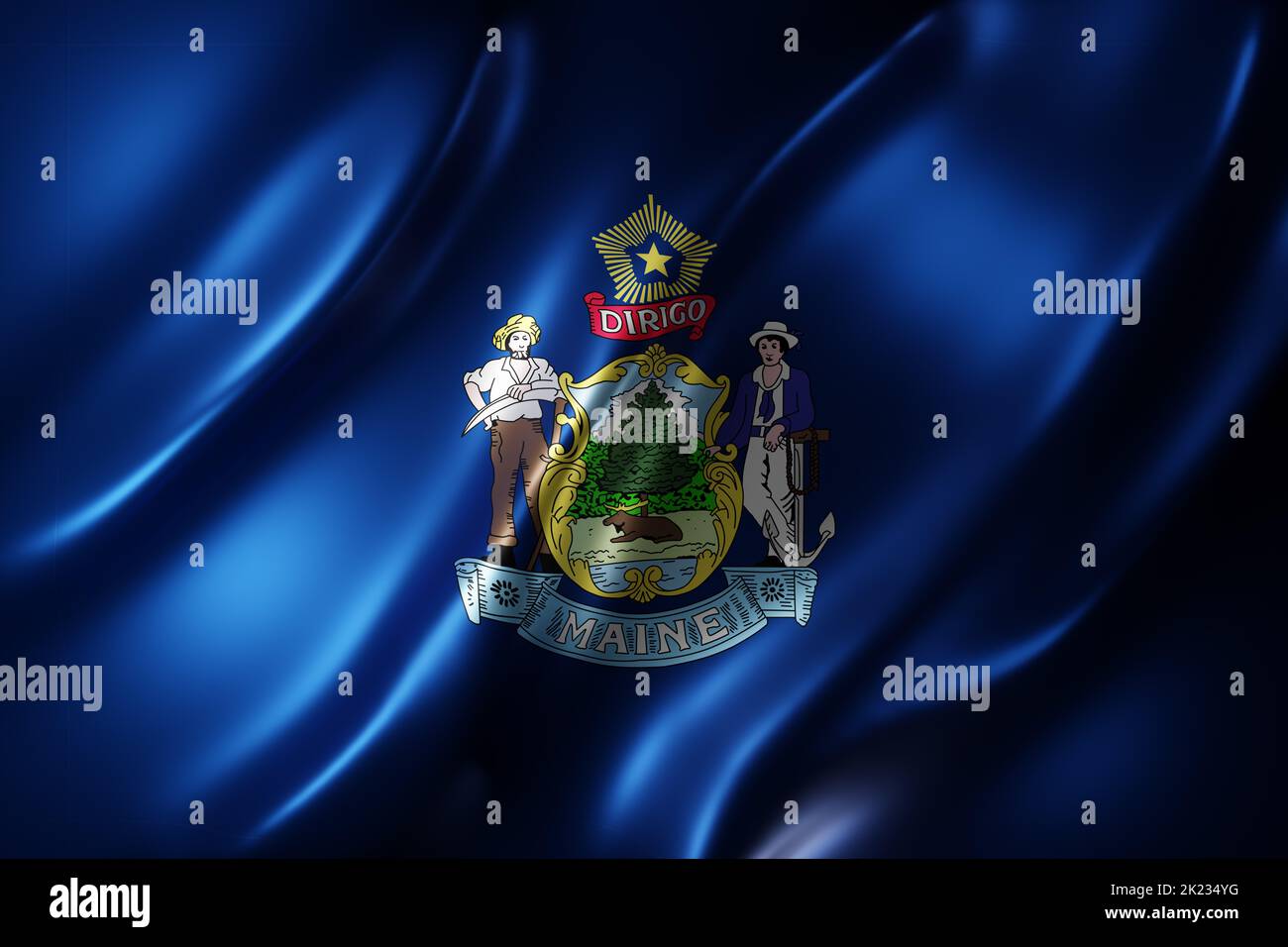 3d rendering of a detailed and textured Maine USA State flag Stock ...