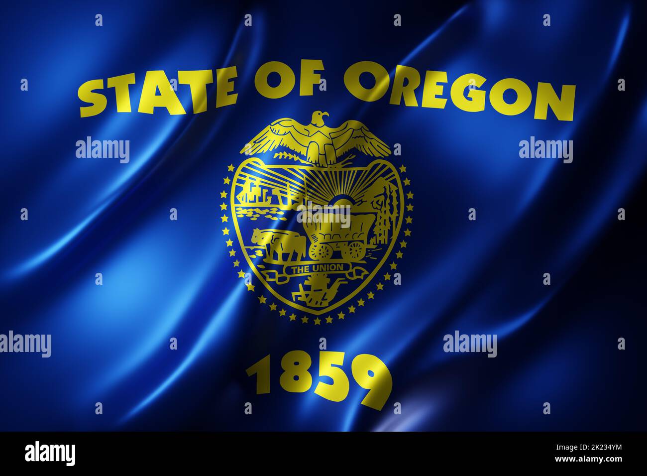 3d rendering of a detailed and textured Oregon USA State flag Stock ...