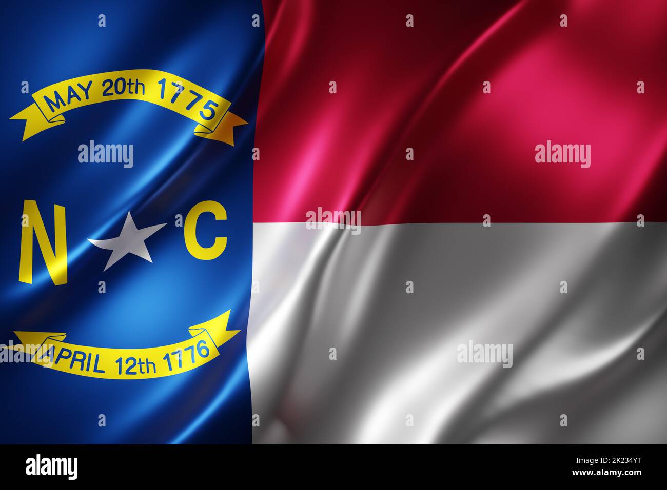 3d rendering of a detailed and textured North Carolina USA State flag ...