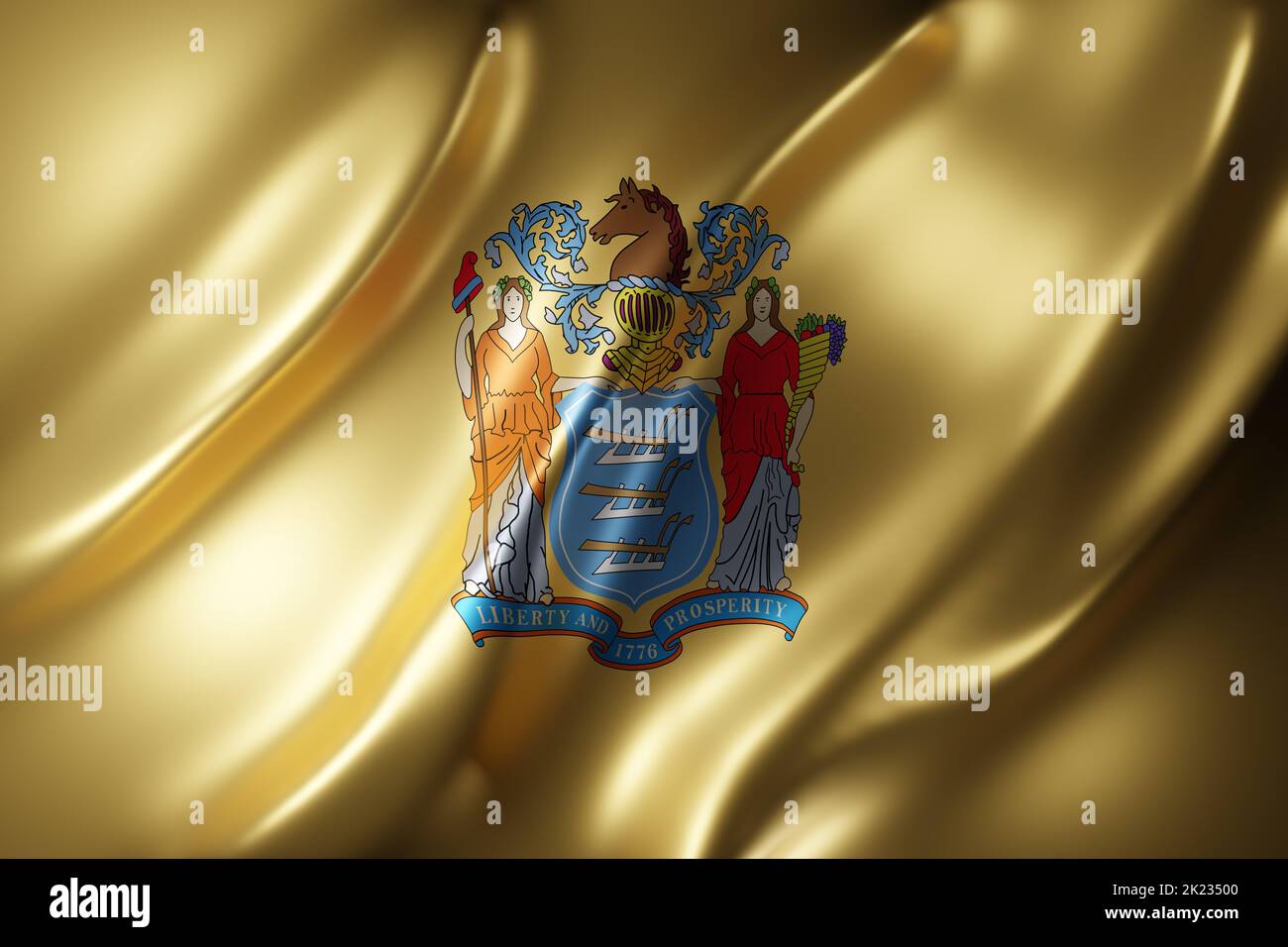 3d rendering of a detailed and textured New Jersey USA State flag Stock ...