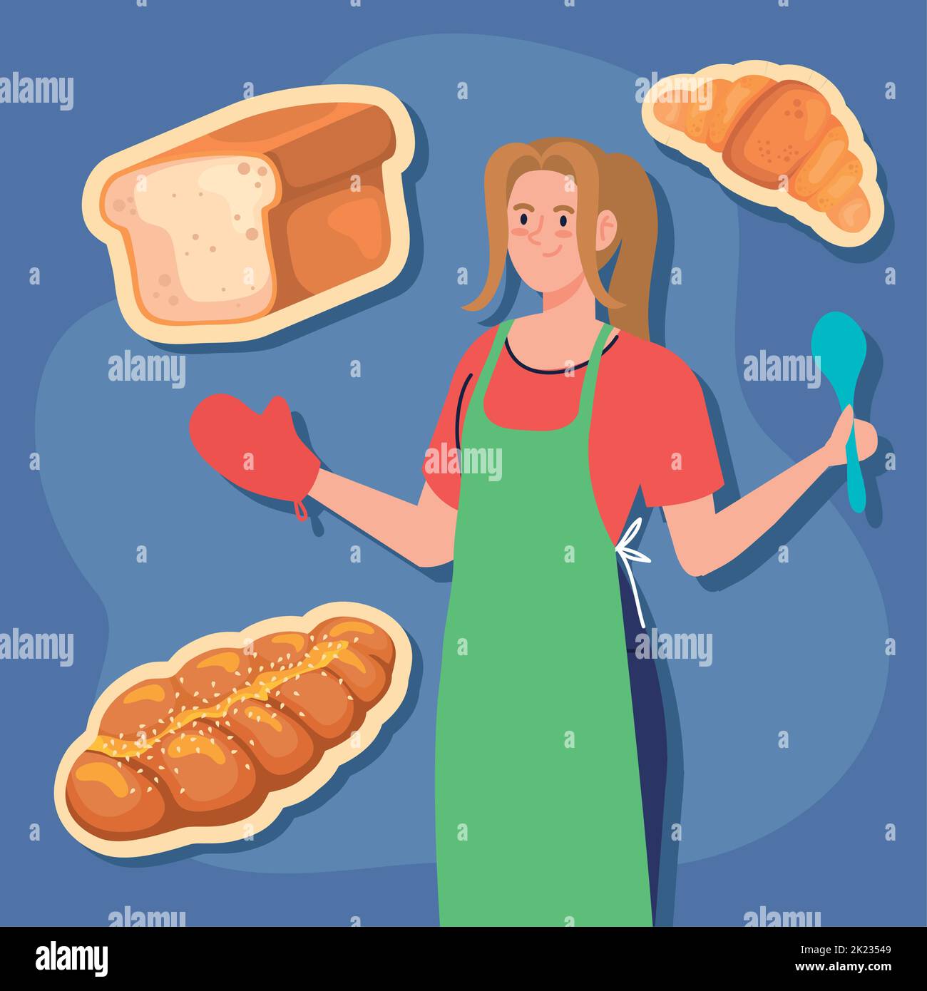 woman cooking bread Stock Vector Image & Art - Alamy