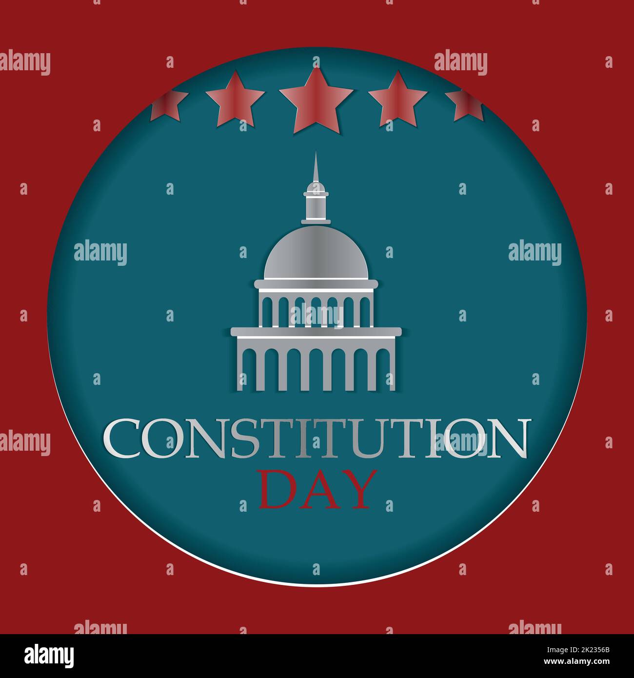 papercut postcard. constitution day. in a round frame Stock Vector ...