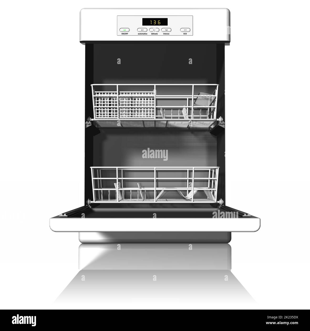 3D illustration. Appliances: Dishwasher. Isolated on white background ...