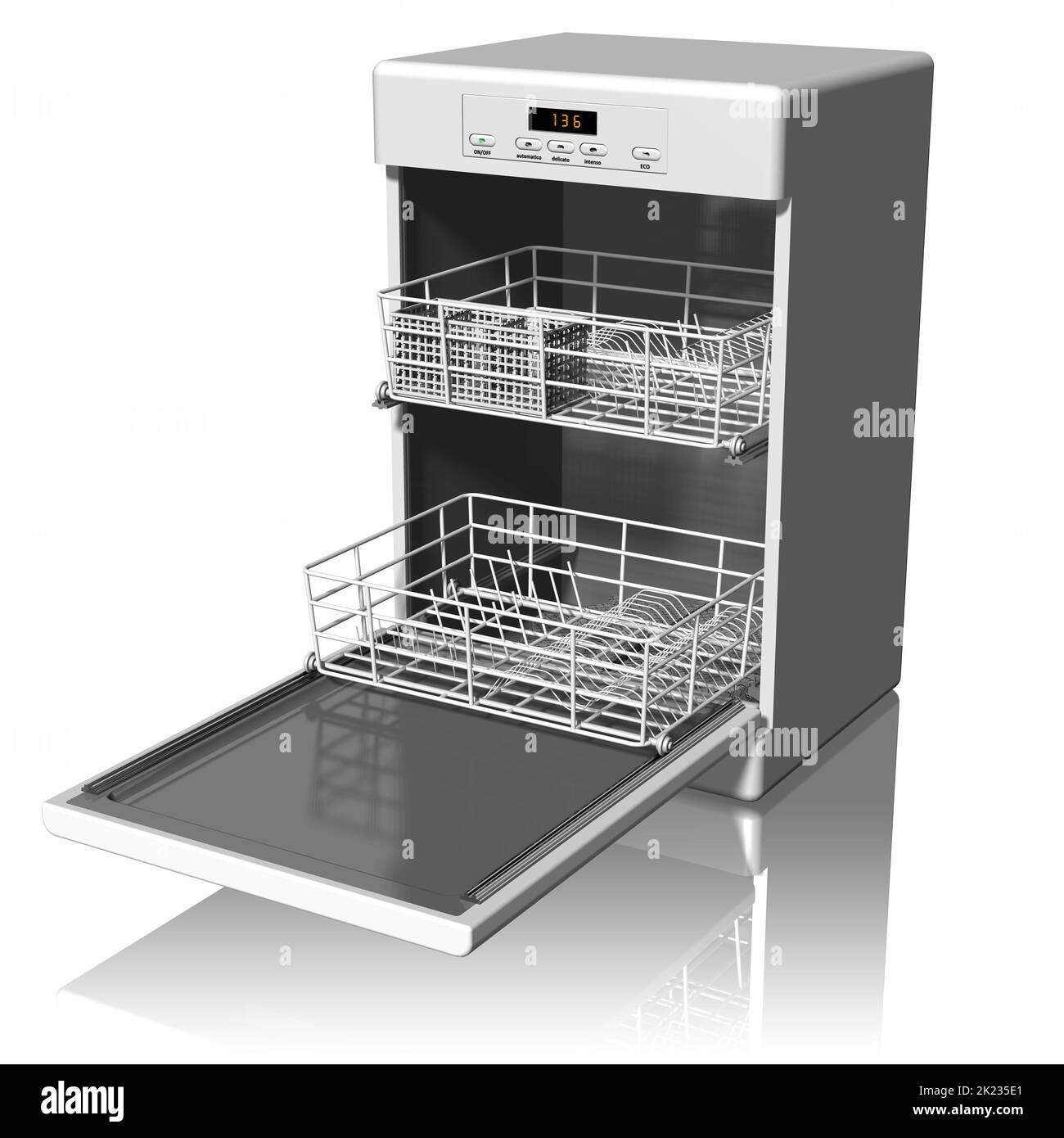 3D illustration. Appliances: Dishwasher. Isolated on white background ...
