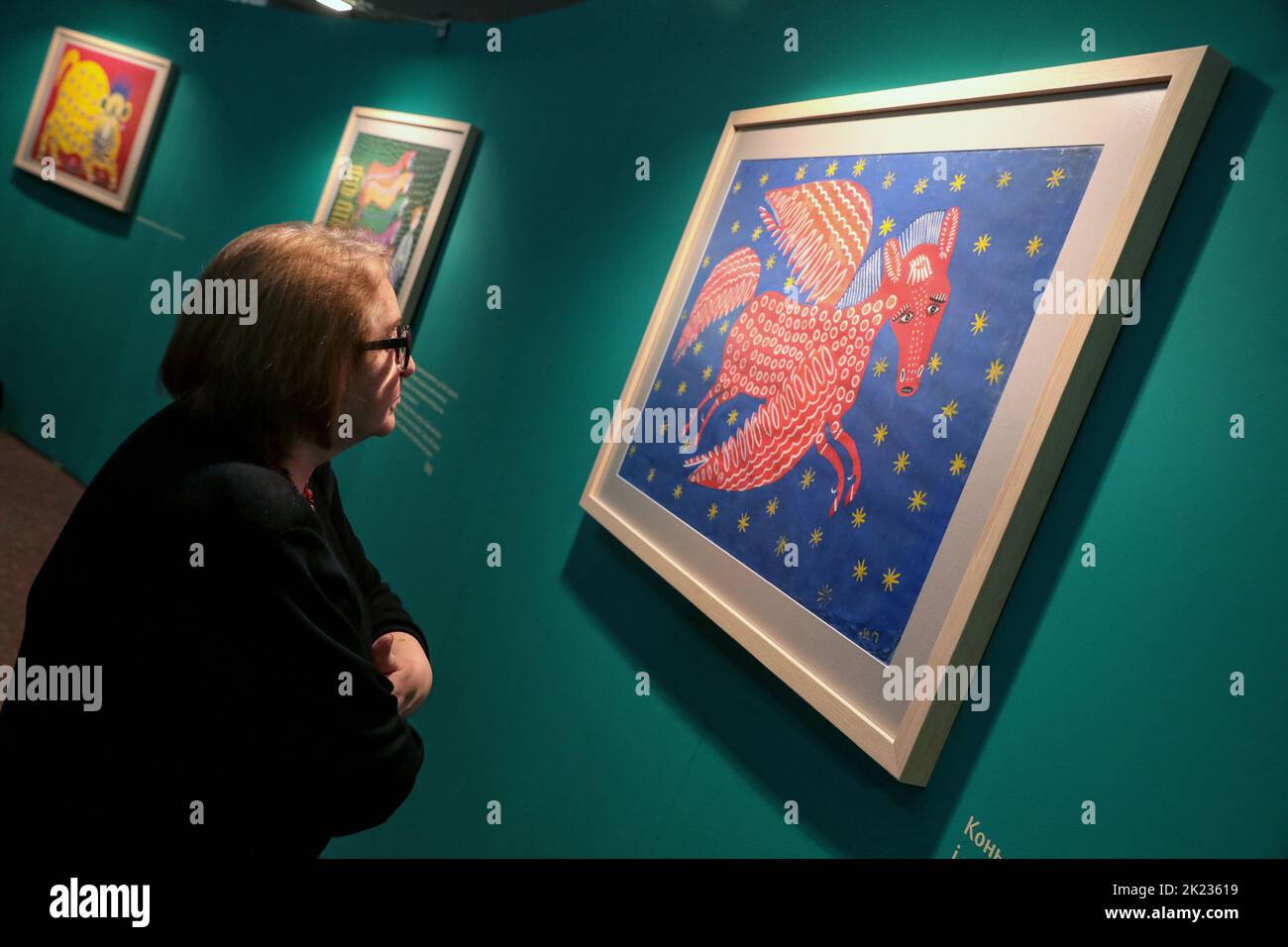 KYIV, UKRAINE - SEPTEMBER 21, 2022 - A woman looks at 'The fire dragon ...