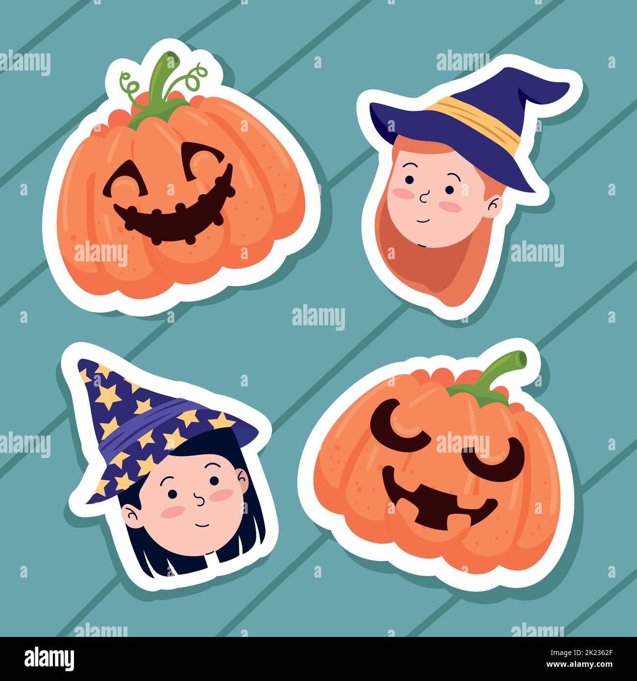 halloween witches with pumpkins Stock Vector Image & Art - Alamy