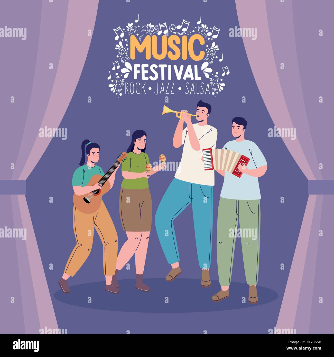 music festival lettering with orchest Stock Vector Image & Art - Alamy