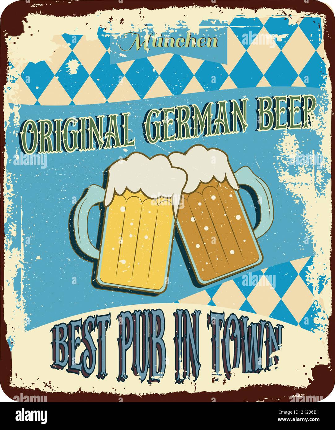 vintage shabby slightly rusty advertising banner. original german beer ...