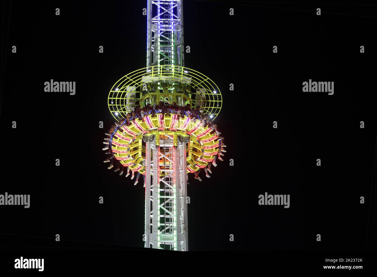 Oktoberfest fMunich Skyfall tower by night Stock Photo - Alamy