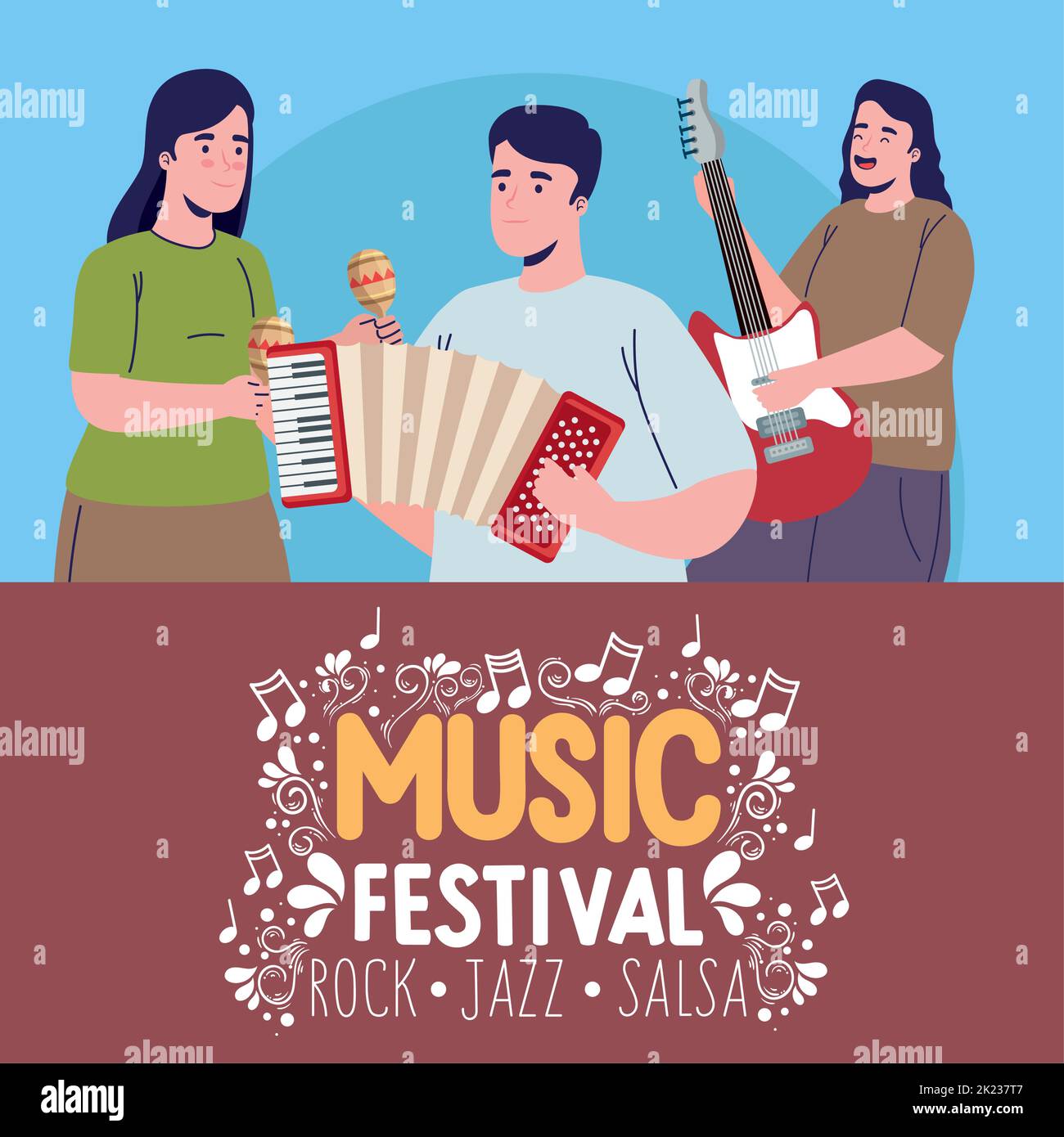 music festival lettering with band Stock Vector Image & Art - Alamy