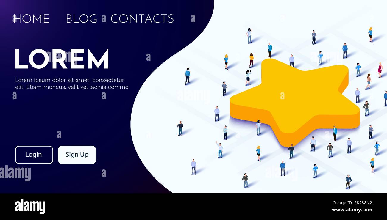 Large group of people standing around star sign. People crowd. Product ...