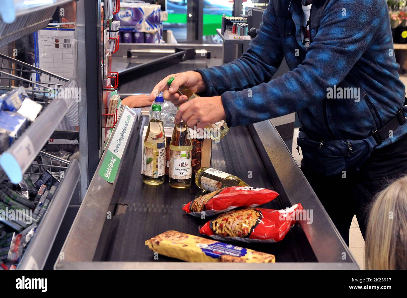 Copenhagen /Denmark/22 September 2022/ Gorcery shoppers at grocery ...