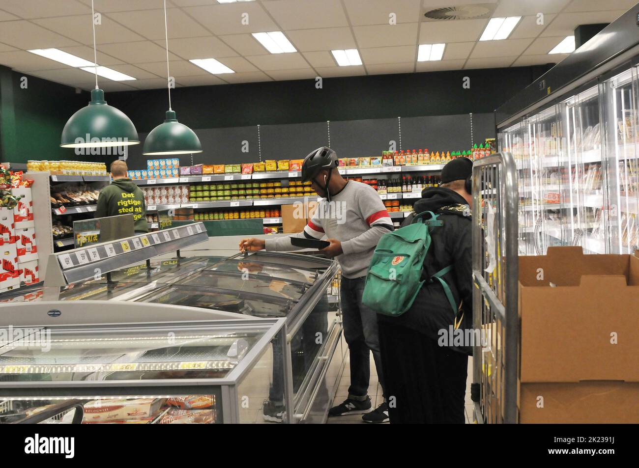 Copenhagen /Denmark/22 September 2022/ Gorcery shoppers at grocery ...