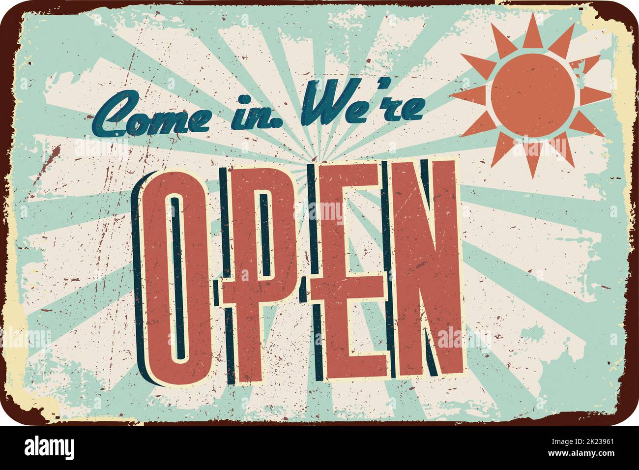 Vintage grunge Metal Sign. open Stock Vector Image & Art - Alamy