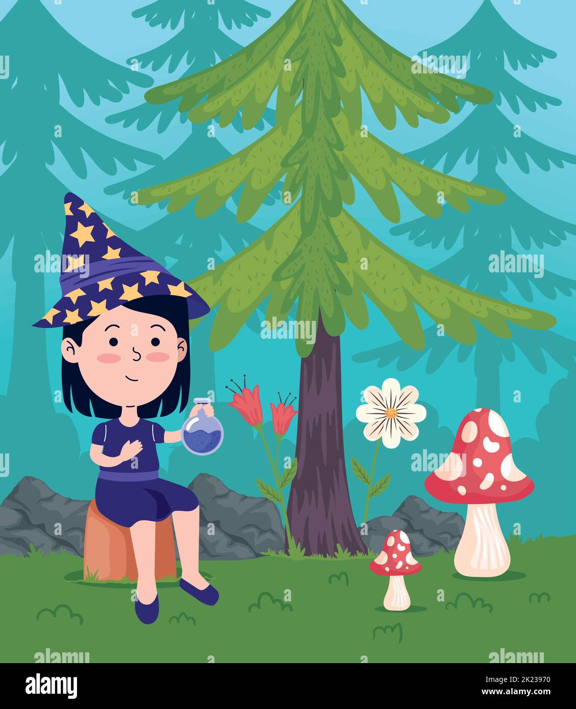 halloween witch with potion Stock Vector Image & Art - Alamy