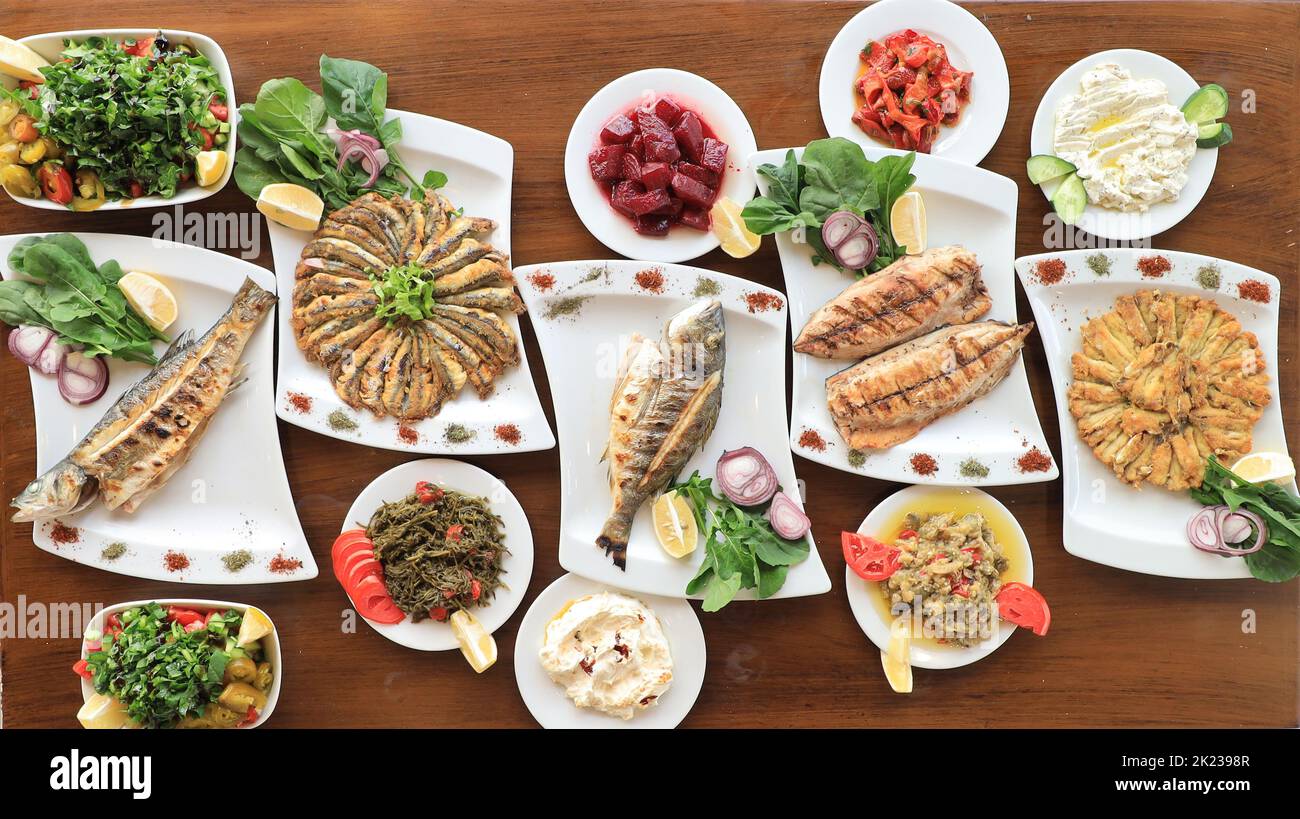 different kinds of cooked fish; grilled, poached, pan-broiled, bake ...