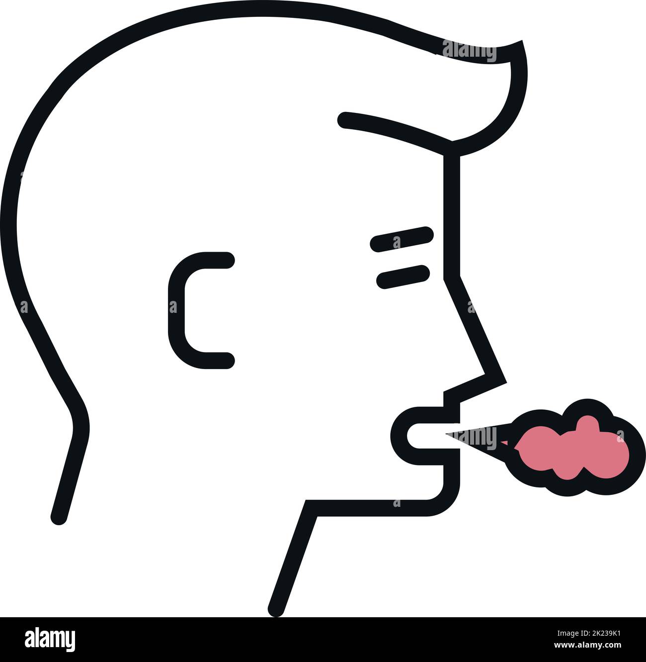 Cough icon. Sickness symptom. Flu diseased person Stock Vector Image ...