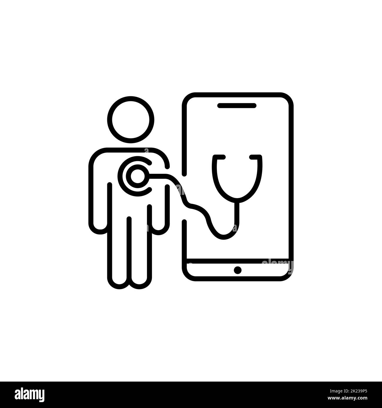 Telehealth Icon Linear Isolated Illustration Thin Line Vector Web