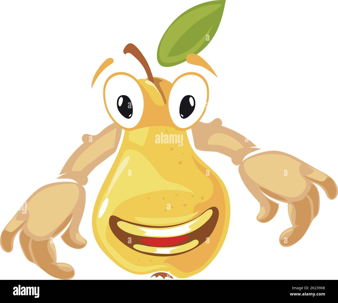 Cartoon pear with funny face expression. Fruit character Stock Vector ...