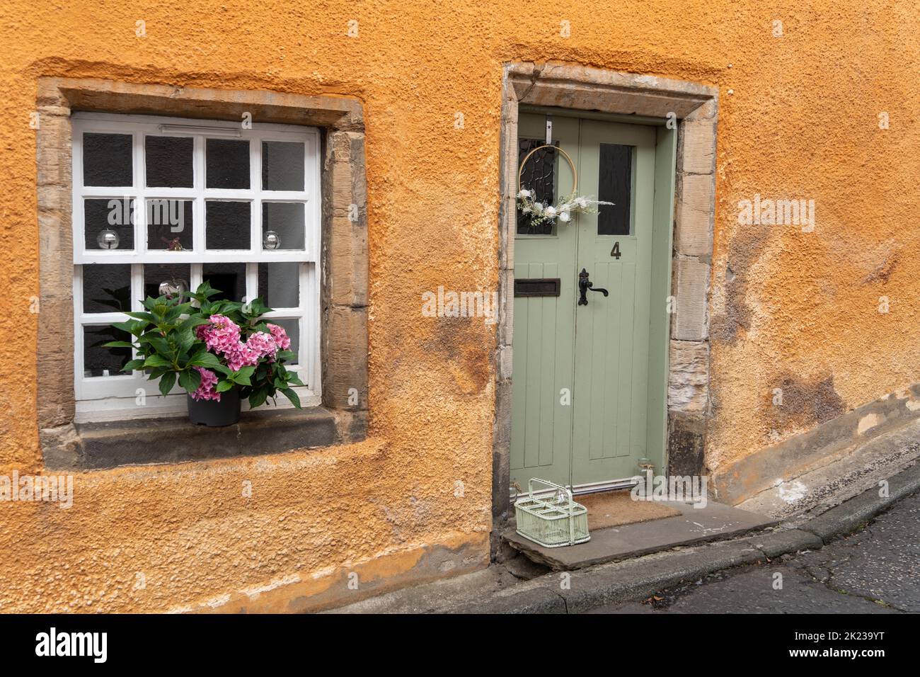 Quaint house in the picturesque village of Culross, Scotland, UK. The ...