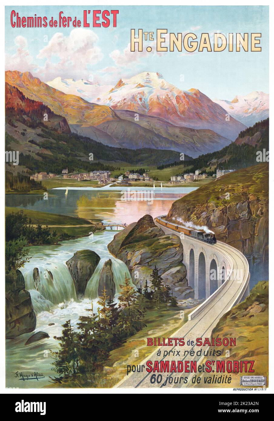 FREDERIC HUGO D'ALESI (1849-1906) Travel poster Chemins de fer de L'Est ...