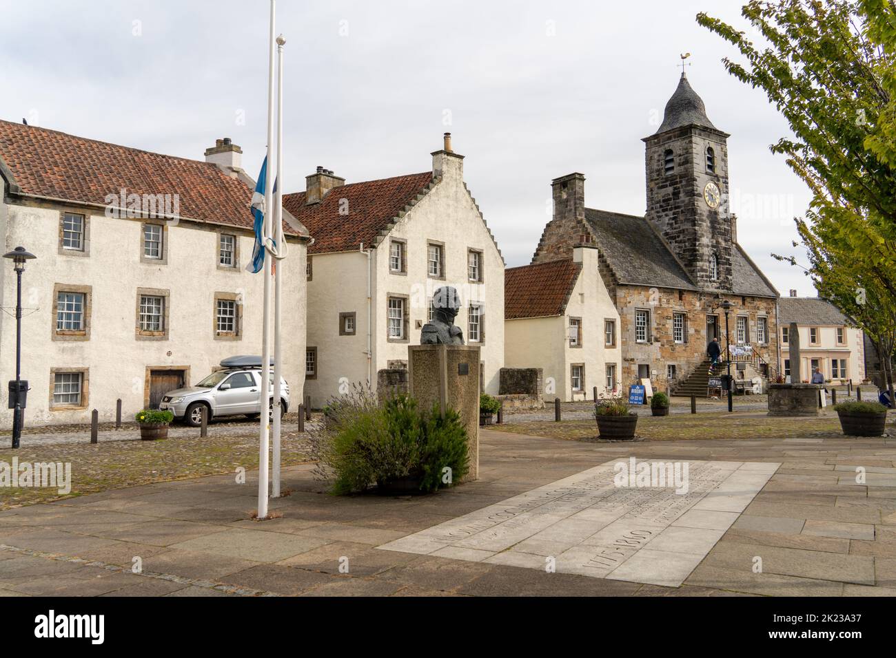 The village square, in Culross, Scotland, UK, which has featured in the ...