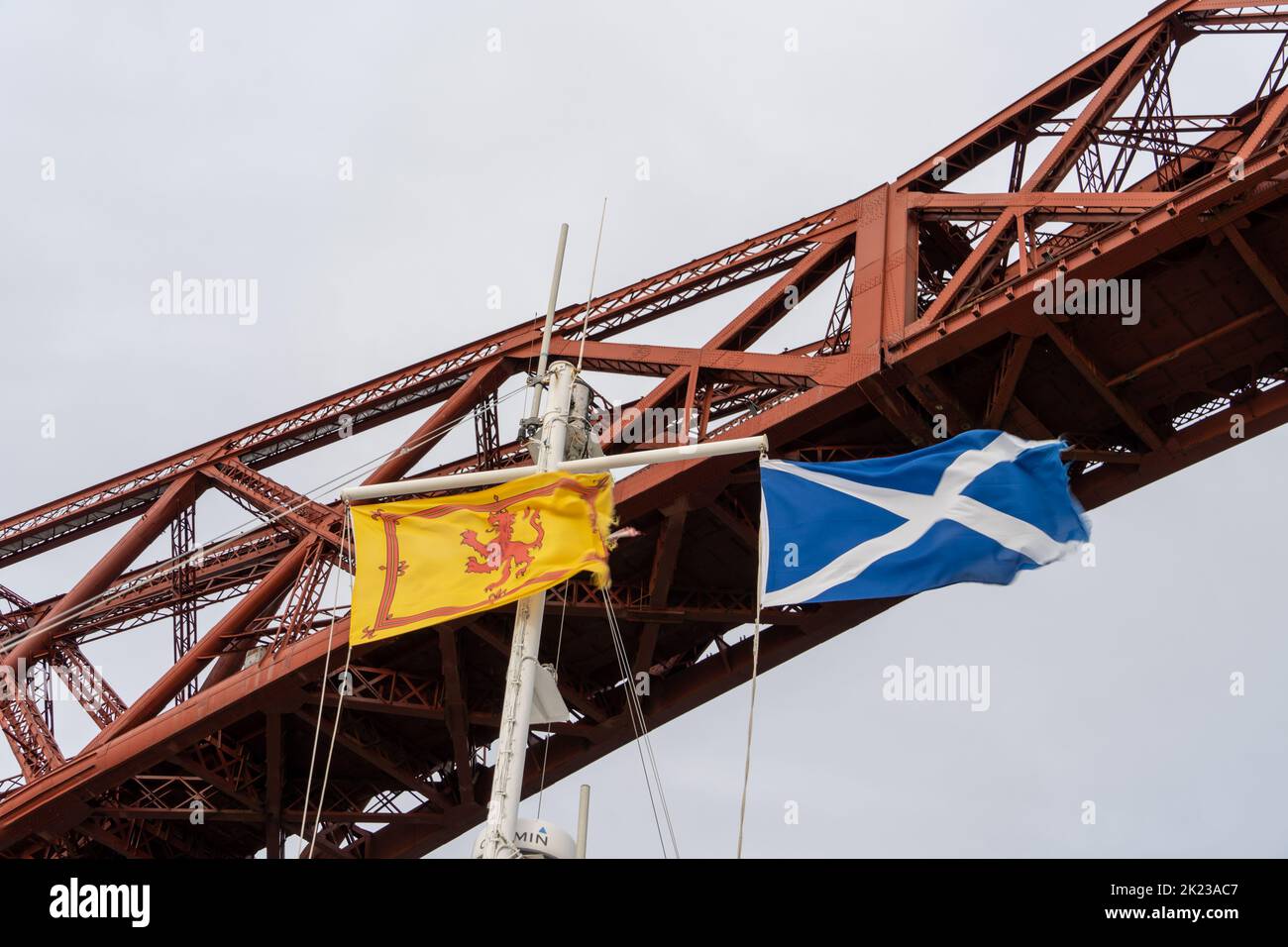 Two flags of Scotland - The Saltire and the Royal Banner of Scotland on ...