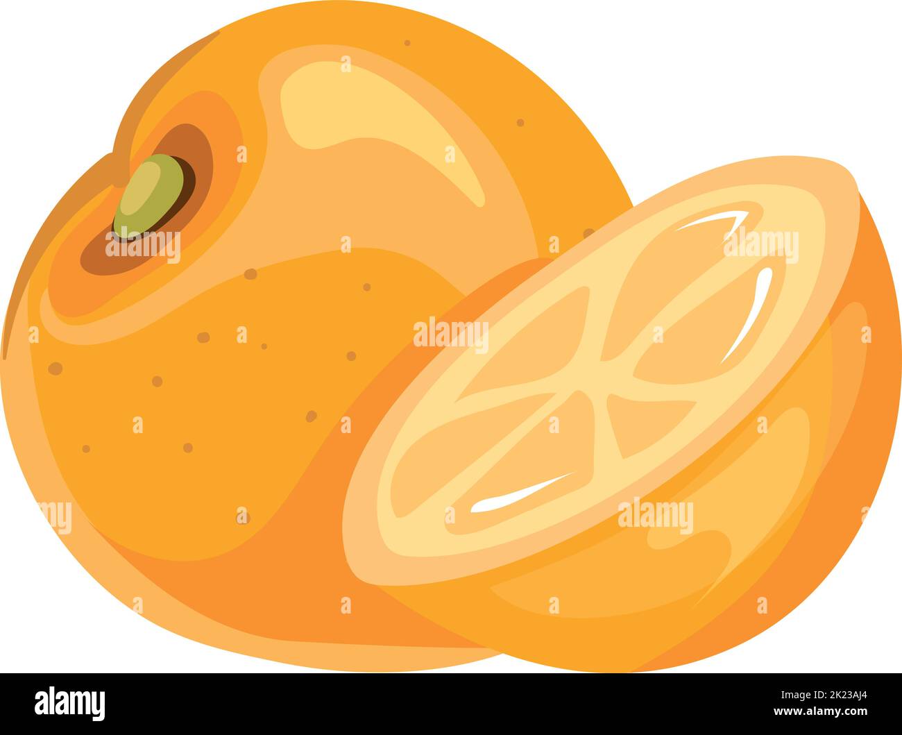 Whole orange and half fruit cut cartoon icon Stock Vector Image & Art ...