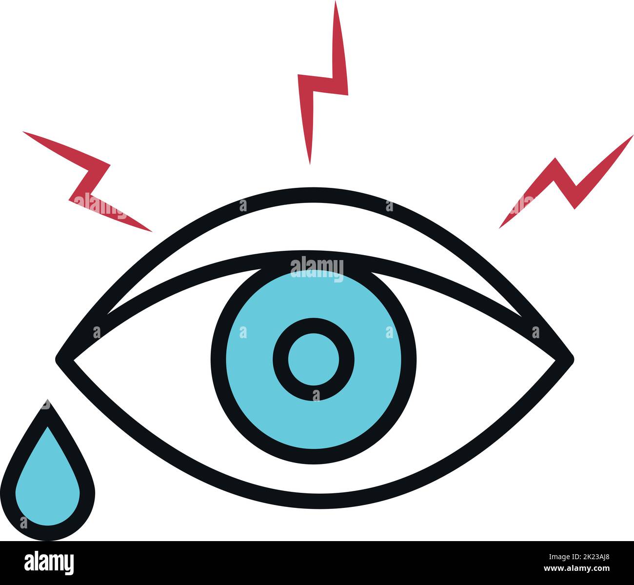Eye disease icon. Red pain sign with tear drop Stock Vector Image & Art ...
