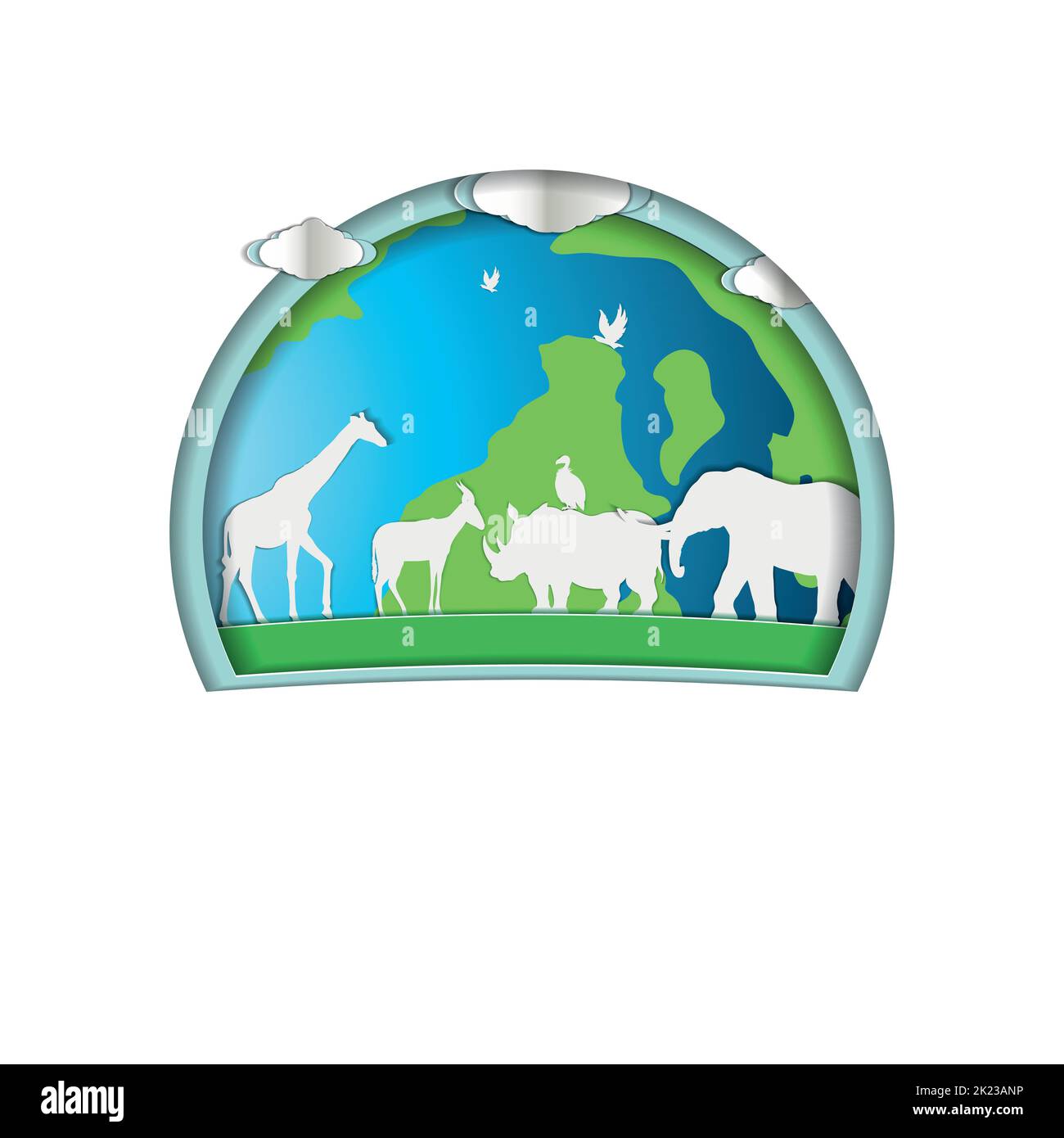 Paper cut ocean day Cut Out Stock Images & Pictures - Alamy