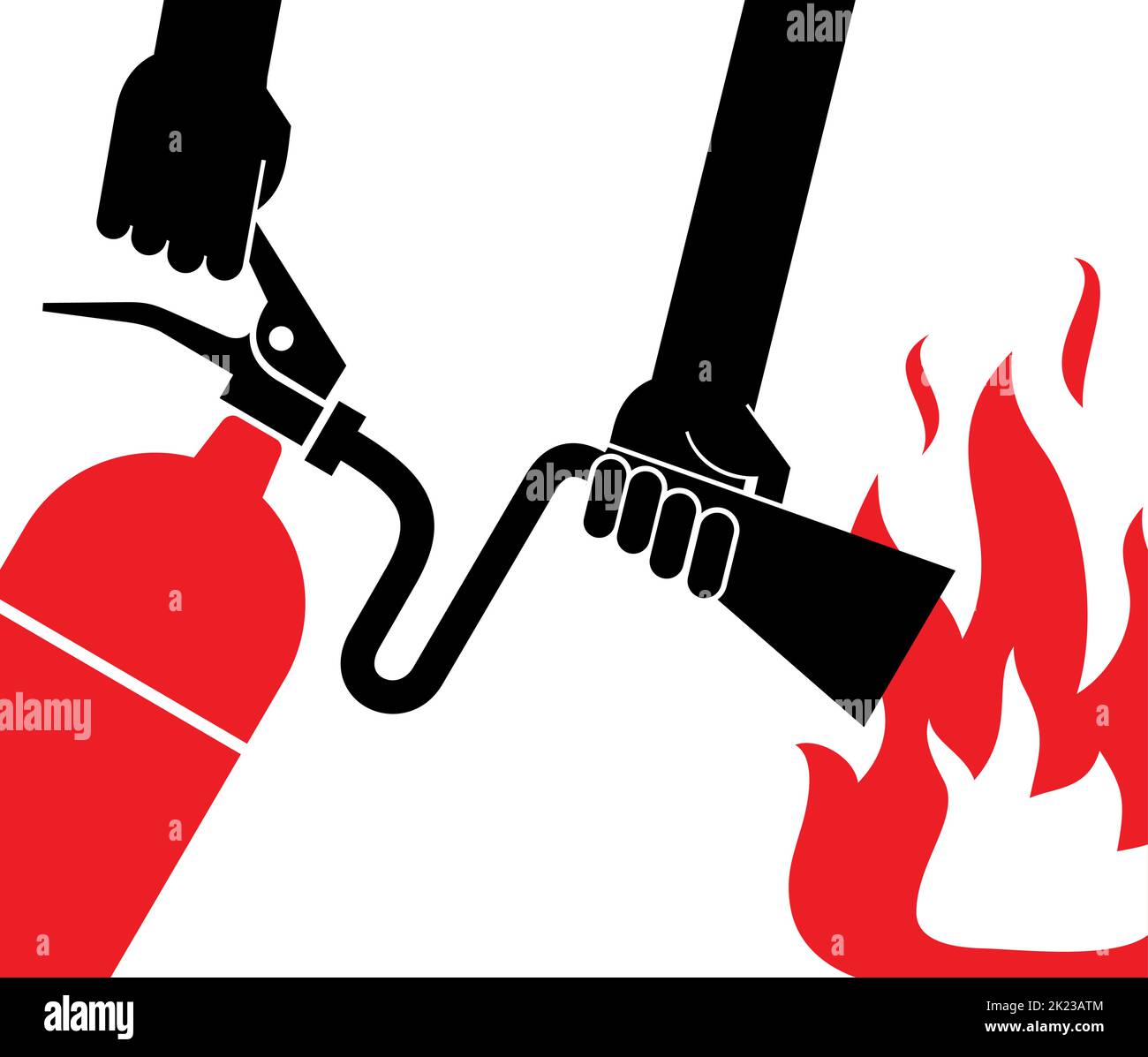 Fighting fire with extinguisher icon. Flame danger notice Stock Vector ...