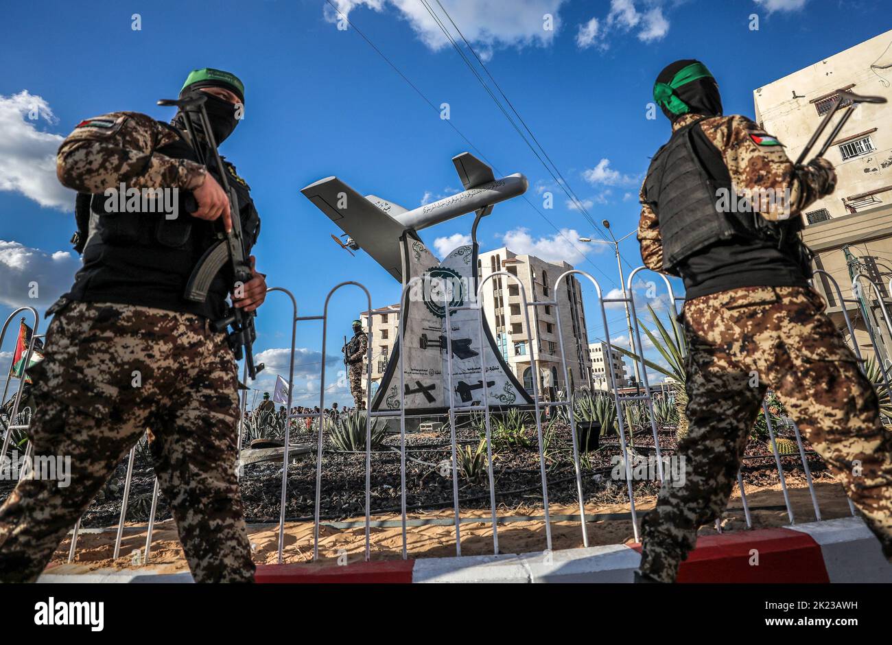 Gaza, Palestine. 21st Sep, 2022. Members of the Izz al-Din al-Qassam ...